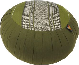 Guru Shop Rundes Meditationskissen, Yoga Kissen, Yogakissen, Sitzkissen, Bodenkissen, Dekokissen - Gr&uuml;n/grau, 20x35x35 cm