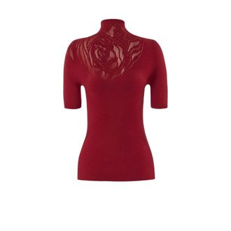 Wolford Rose Net Top - - Knitwear - Damen - Rot - S