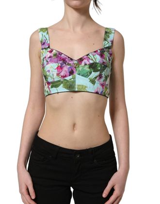 Dolce & Gabbana Floral Cropped Bustier Tank Top - Multicolor