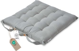 Homescapes Stuhlkissen 40x40 cm grau - Sitzkissen Outdoor/Indoor mit Baumwollbezug, Sitzpolster waschbar und Oeko-TEX-Zertifiziert f&uuml;r Esszimmer-, K&uuml;chen- & Gart