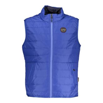 Napapijri Homme, Vestes, Bleu, Taille: S Veste sans Manches Bleue avec Poches à Fermeture Éclair