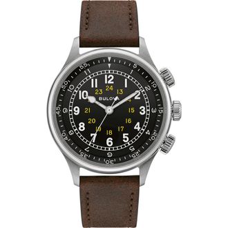 Bulova A-15 Pilot Herrenbraun Uhr 96A245