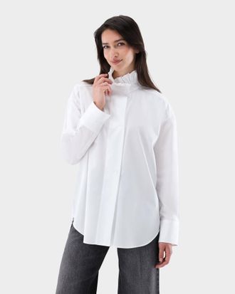 van Laack Bluse mit R&uuml;schen-Stehkragen