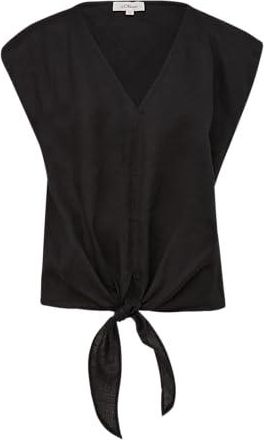 s.Oliver 2144772 Haut de Chemisier avec détails noués, Noir 9999, 42 Femmes