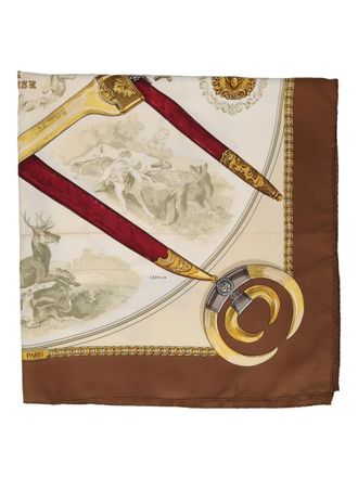 Hermès foulard Arme De Chasse en soie - Marron