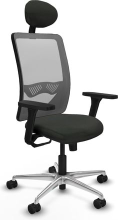 Piqueras y Crespo Bequemer Schreibtischstuhl aus Netzstoff, verstellbar, mit schwarzen Armlehnen, h&ouml;henverstellbare Lendenwirbelst&uuml;tze und festes Kopfteil, 3 Positionen