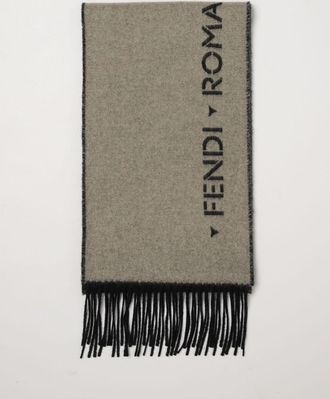 Fendi Schal aus Wolle und Kaschmir mit kontrastierendem Logo und Fransenr&auml;ndern