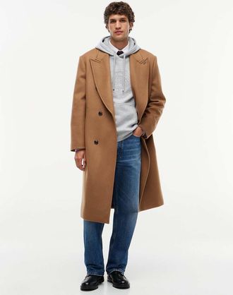 Tommy Hilfiger manteau en m&eacute;lange de laine &agrave; &eacute;tiquette New York marron