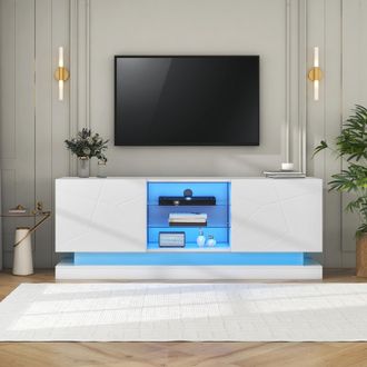 Generic TV-St&auml;nder Matt mit 2 T&uuml;ren Offenen Regalen TV-Schrank mit Verstellbare Einlegeb&ouml;den Lowboard f&uuml;r Fernseher bis zu 65 Zoll TV M&ouml;bel Tisch f&uuml;r Wohnzimm