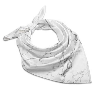 Generic Écharpe carrée en soie noire et blanche en marbre - Écharpe légère - Écharpe géométrique pour cheveux - Respirant - Cadeau pour femme et homme, multic
