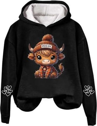 Generic Sweats &agrave; motif vache pour femmes sweatshirts pour femmes imprim&eacute; vache occidentale chemise country western sweatshirt, Noir, 3XL