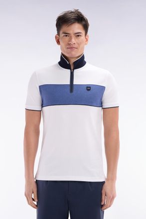 Eden Park Polo À Manches Courtes En Coton Stretch Gris Coupe Ajustée