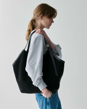 Kate Spade New York Kate Spade Deco Wildleder Gro&szlig;er Tulpen-Tote f&uuml;r Frauen in Schwarz | Wildleder