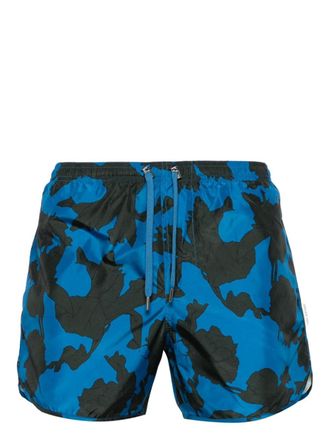 Neil Barrett Badeshorts mit Blumen-Print - Blau
