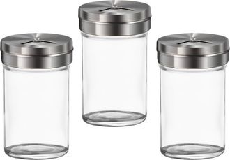 Artibetter 3 St&uuml;ck Gew&uuml;rzflaschen aus Gesundheitlich Unbedenklichem Glas mit Abnehmbarem Deckel Groben Perforationen f&uuml;r Salz Pfeffer Platzsparend f&uuml;r K&uuml;che und 