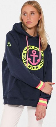 Zwillingsherz Hoodie Langarm, Kapuze, Neon-Details, Kordelzug, Frontprint, Kängurutasche