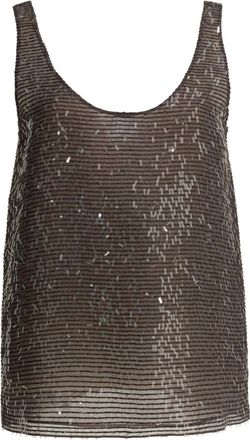 Brunello Cucinelli Femme, Tops, Brun, Taille: 40 FR Sequined Striped Tank Top