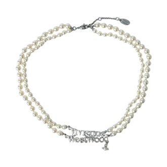 Vivienne Westwood Femme, Accessoires, Jaune, Taille: ONE Size Collier de perles Swarovski avec motifs en argent