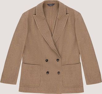 Circolo 1901 Simple Jacket double-breasted jacket, Cammello Striped Knit, 40, Woman