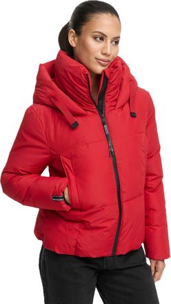Marikoo Damen Winterjacke (XS-XXL) - gesteppt, mit Kapuze, innen Fleecefutter - N086 - DeepRed Gr&ouml;&szlig;e XS - Gr.XS