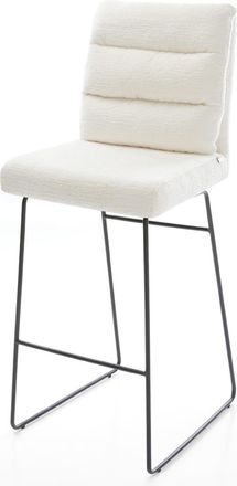 DELIFE Barstuhl Pela-Flex Boucl&eacute; Soft Beige Kufengestell Metall Schwarz, Barst&uuml;hle