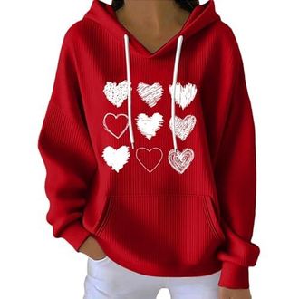 Generic Sweat &agrave; capuche pour femme avec imprim&eacute; int&eacute;gral | Pull &agrave; manches longues et coupe d&eacute;contract&eacute;e, bleu, XXL