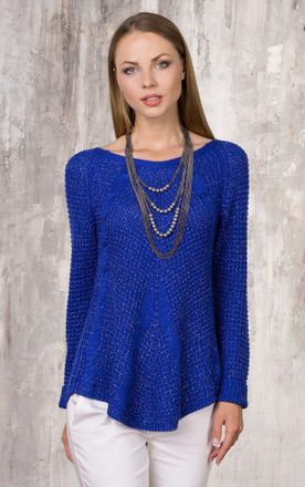 Passioni Strickpullover Boatneck mit Glitzergarn