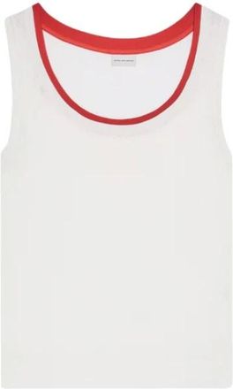 Dries Van Noten Homme, Tops, Blanc, Taille: XL Canotta traforata
