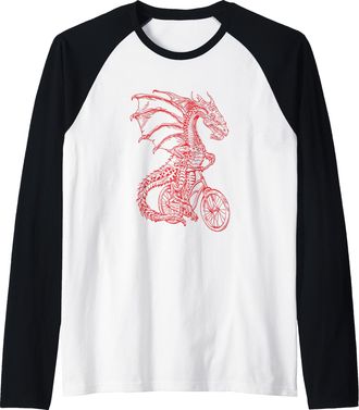 Seembo Dragon Cycling Fahrrad Radfahrer Biker Biking Lustiges Fahrrad Raglan
