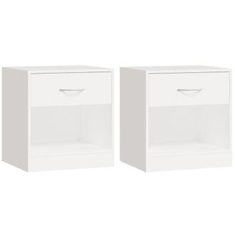 vidaXL Table de chevet 2 pcs avec tiroir Blanc Vidaxl