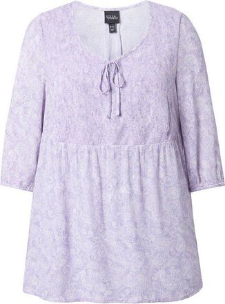 Ulla Popken Longbluse Smokbluse Bluse Rundhals 3/4-Arm R&uuml;ckenfalte