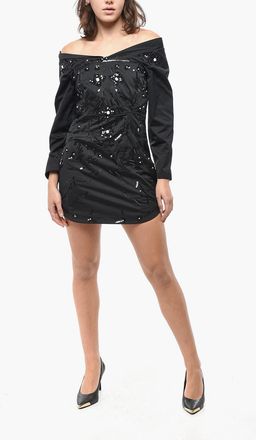 Dsquared2 Off-Shoulder Minidress 80S PROM embellished with Sequins Dsquared2