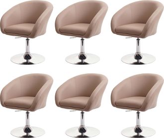 Mendler 6er-Set Esszimmerstuhl HWC-F19, K&uuml;chenstuhl Drehstuhl Loungesessel, drehbar h&ouml;henverstellbar - Kunstleder Taupe