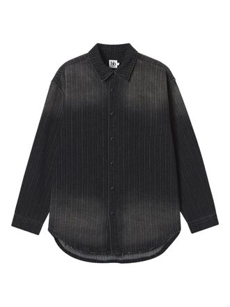 B+ab chemise en coton &agrave; fines rayures - Noir