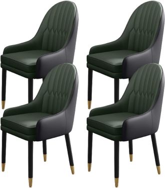 Generic Set Aus 4 Modernen Esszimmerst&uuml;hlen Aus Mikrofaserleder Mit Ergonomischer R&uuml;ckenlehne Und Metallbeinen - Nordischer Leichter Luxusstil(E)