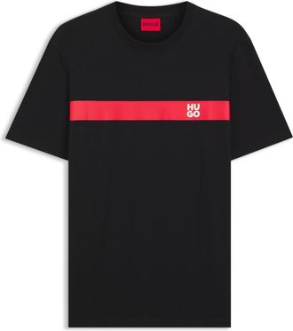 HUGO BOSS Herren Dzokis IN T-Shirt aus Baumwoll-Jersey mit Streifen und Logo Schwarz001 XXL