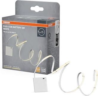 Osram FLEX dekorative batteriebetriebene COB-Streifen mit warmweißem Licht, 2 m, 3.3W, 150lm, 3000K, 830 warmweiß, IP20, gelb, Silikon, Leuchtmittel nicht a