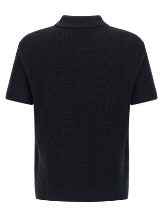 Balmain Mens Blue Wool Polo Shirt