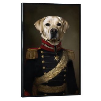 artboxONE Poster mit schwarzem Rahmen 30x20 cm Tiere General Labrador - Bild Hund Armee Hund
