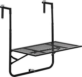 OUTSUNNY Table de Balcon Suspendue en m&eacute;tal Pliable et Hauteur r&eacute;glable dim. 60L x 60P x 57-72H cm - Noir