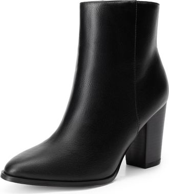 Dream Pairs Damen Stiefeletten mit Blockabsatz Anita,Size 38.5,Schwarz/Pu,Anita