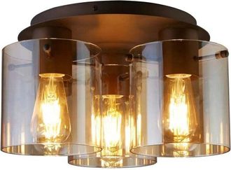 Searchlight [NEUWERTIG] B-Ware Searchlight Sweden Deckenleuchte Lampe E27 Mokka Amber Stahl Glas 3fl
