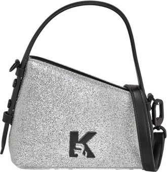 Karl Lagerfeld Karl Lagerfeld Jeans, Femme, Geo Mini Sac Cuir Brillant, Argent, One size