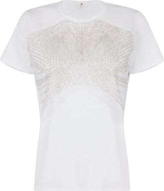 Elisabetta Franchi Femme, Tops, Blanc, Taille: 42 FR T-Shirt Orn&eacute;