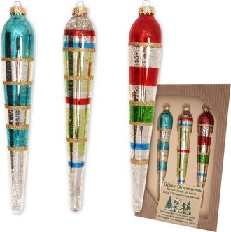 Krebs Glas Lauscha Weihnachtsdekoration/Christbaumschmuck aus Glas - Nostalgische Mercury Eiszapfen - Farbe: Mehrfarbig - Gr&ouml;&szlig;e: ca. 17 cm