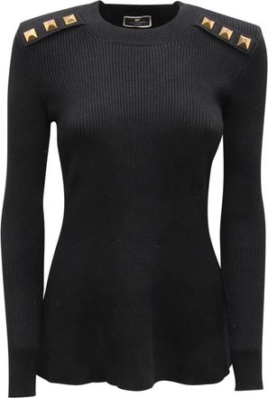 Elisabetta Franchi Femme, Pulls, Noir, Taille: 44 FR Maglia a coste stretch