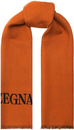 Ermenegildo Zegna Logo Wool Scarf - Orange