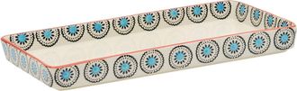 Tranquillo Badablage rechteckig, Badtablett, handbedruckte Keramik 23x12x2,5 Ethno