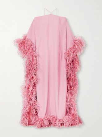 Taller Marmo Robe Du Soir &Eacute;paules Nues En Cady &Agrave; Plumes Sza Sza Extravaganza - Rose