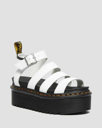 Dr. Martens Blaire Quad Hydro Leder Plateau Gladiator Sandalen in Wei&szlig;, Gr&ouml;&szlig;e: 42